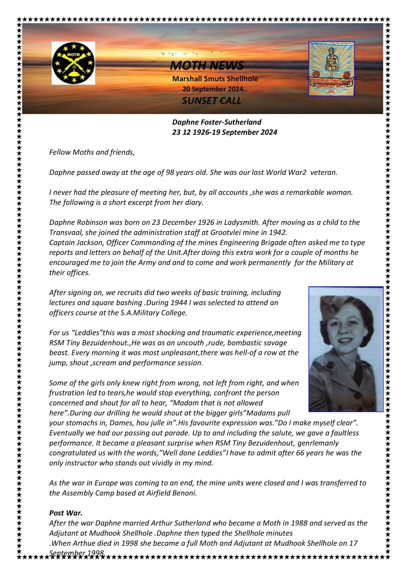 Sunset Call : Daphne Foster Sutherland of Marshall Smuts - M.O.T.H